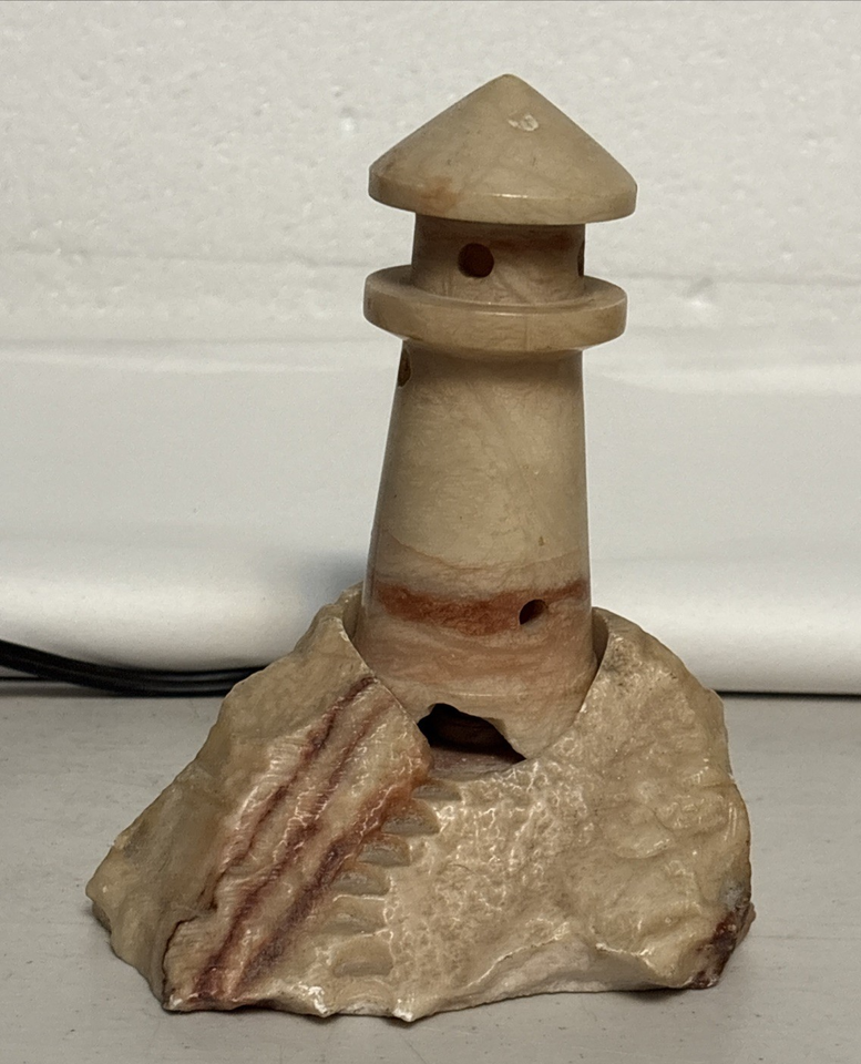 Vintage Alabaster Lighthouse Lamp Night Light Cream Beige 7” | eBay