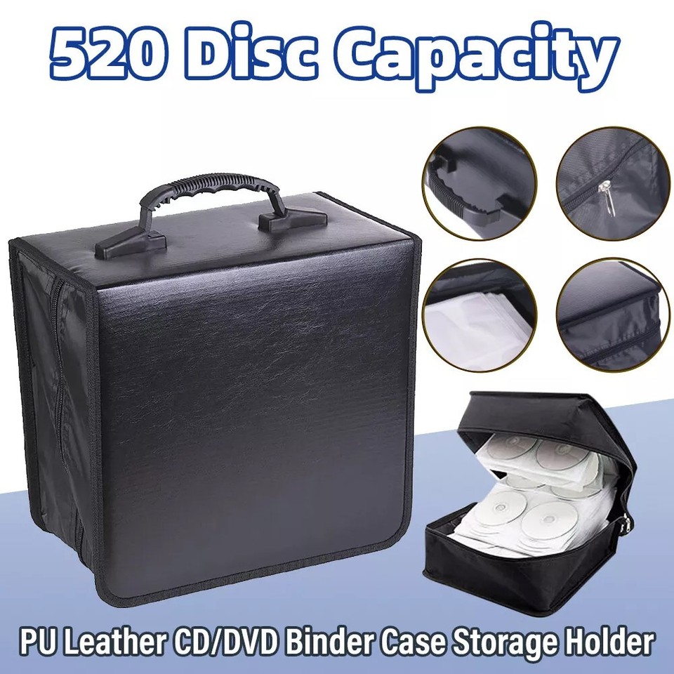 2 Pack 520 Capacity DVD Binder Case CD Wallets Storage Organizer Holder ...