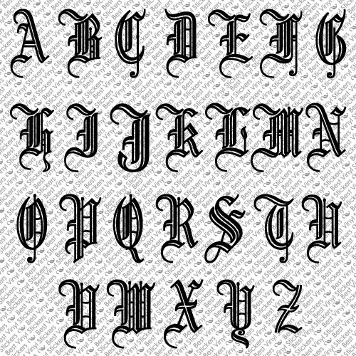 INITIAL LETTER FONT OLD ENGLISH VINTAGE DECORATION VINYL DECAL STICKER ...