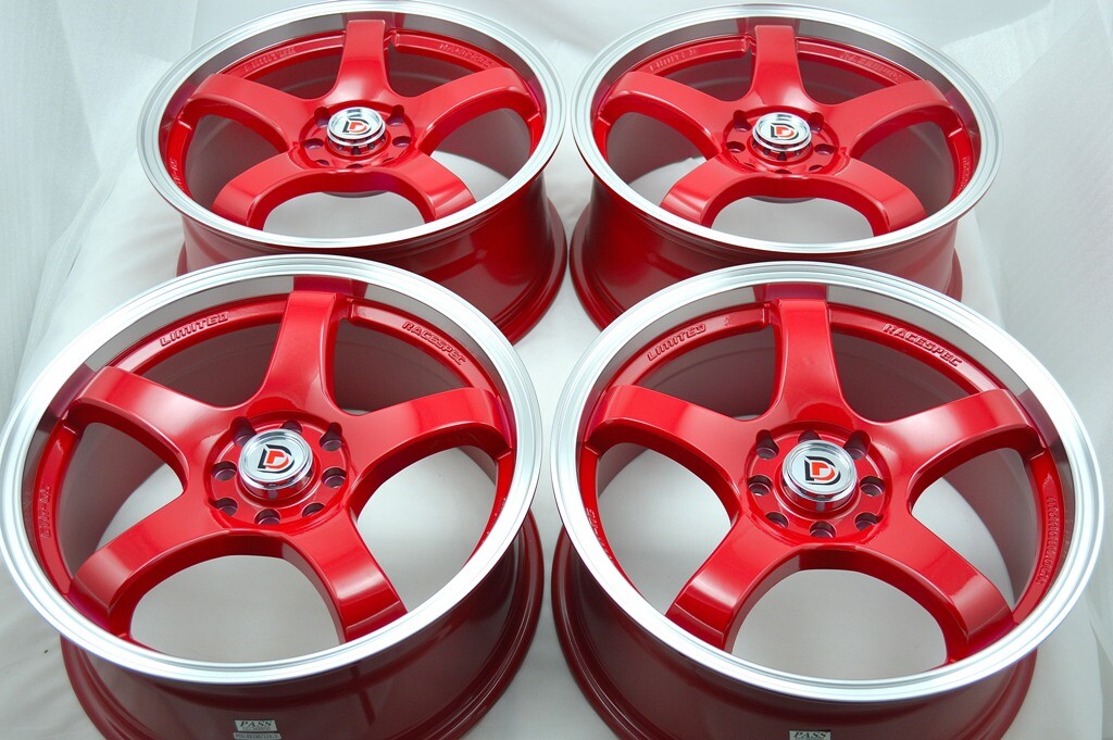 Set of 4 New 17x7.5 DDR Fuzion Red Machined Lip 17" Rims Wheels 4x100 ...