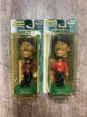 TIGER WOODS 2002 Upper Deck Tiger Slam PlayMakers Bobbleheads Set of 2 ...