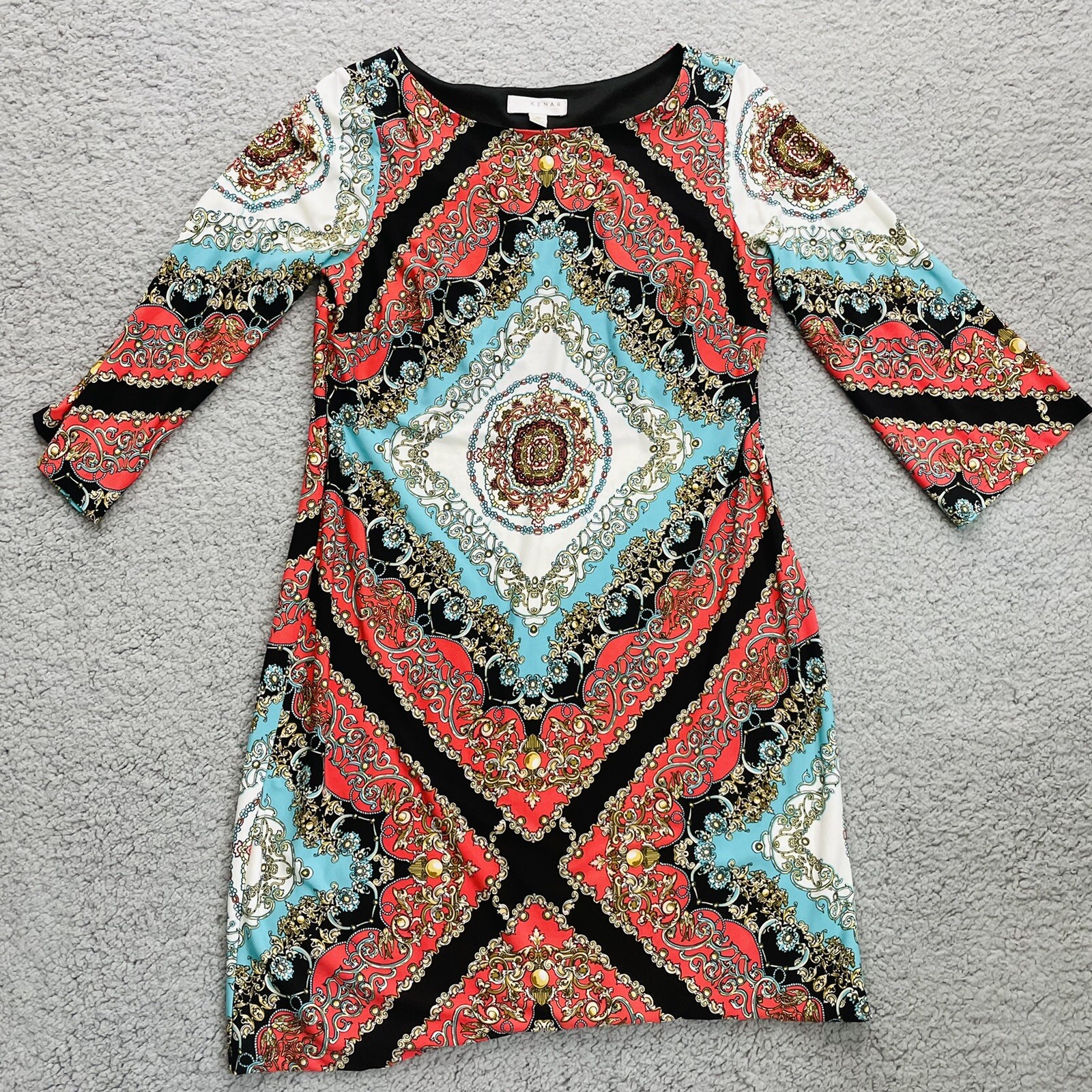 🔥 Kenar • Woman’s Multicolor Dress • 3/4 Sleeves Size 10 | eBay