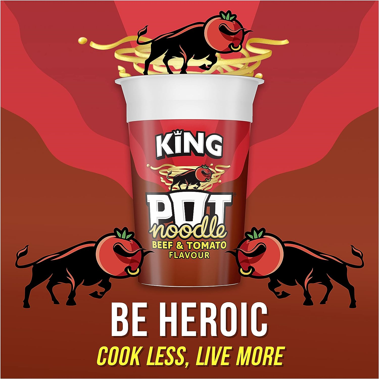 12-Pack Beef & Tomato King Pot Noodle 114g - Quick Instant Vegetarian ...