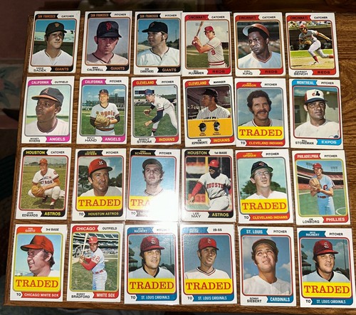 1974 Topps 24 Card Lott Johnny Bench Micky Rivers Santo May Hand Strom ...