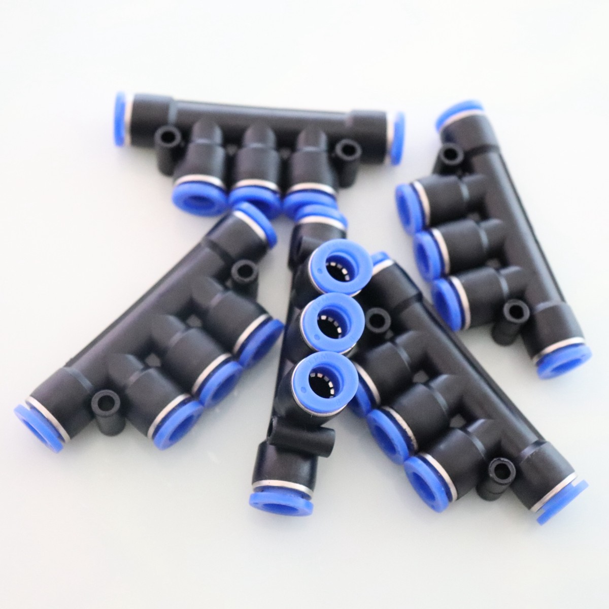 5Pc Pneumatic Multiple Tee Connector Push In Fitting Air Hose Adapter ...