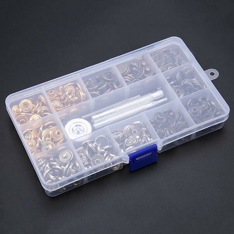 Button Tool 325PCS Heavy Duty Snap Fasteners Press Studs Kit +Poppers ...