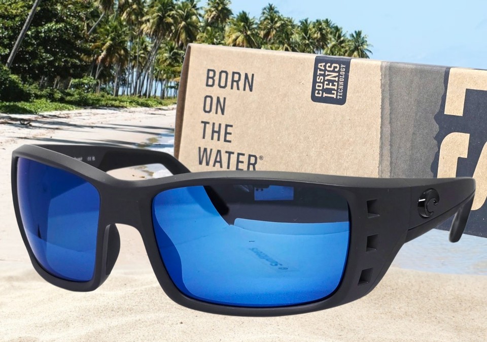 COSTA DEL MAR matte gray/blue mirror PERMIT polarized 580P sunglasses ...