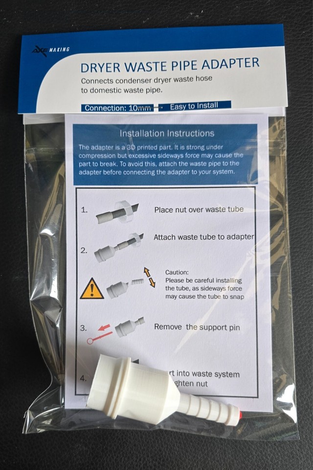 Tumble Dryer 10mm Adapter - 1in BSP Waste pipe plumbing adapter ...