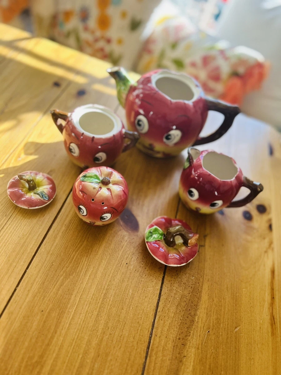 Japanese Wooden Apple Tea Set