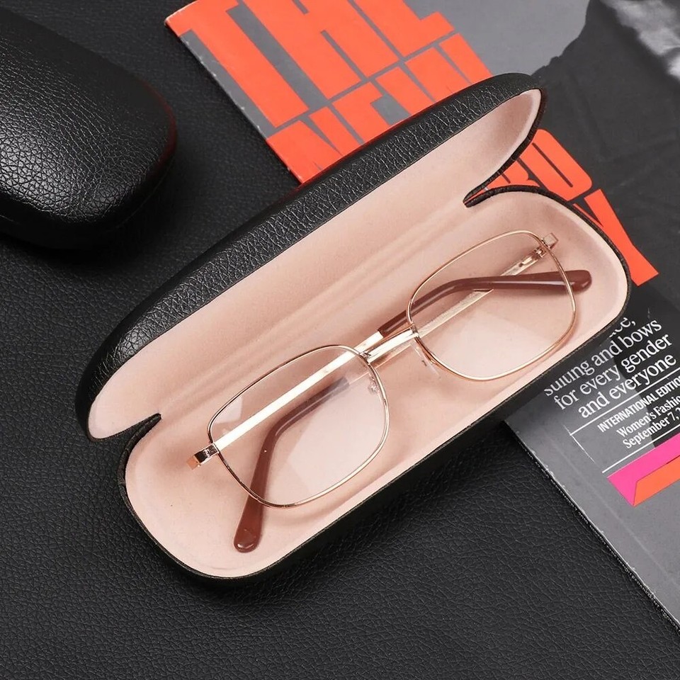 NEW Clam Shell Hard Eyeglasses PU Glasses Case Black w/Microfiber ...