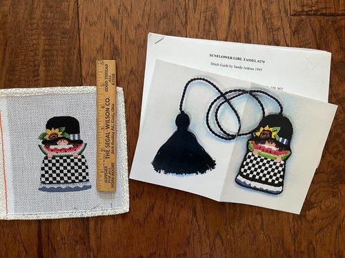 Sandy Jenkins #270 Sunflower Girl Tassel Needlepoint canvas and stitch ...