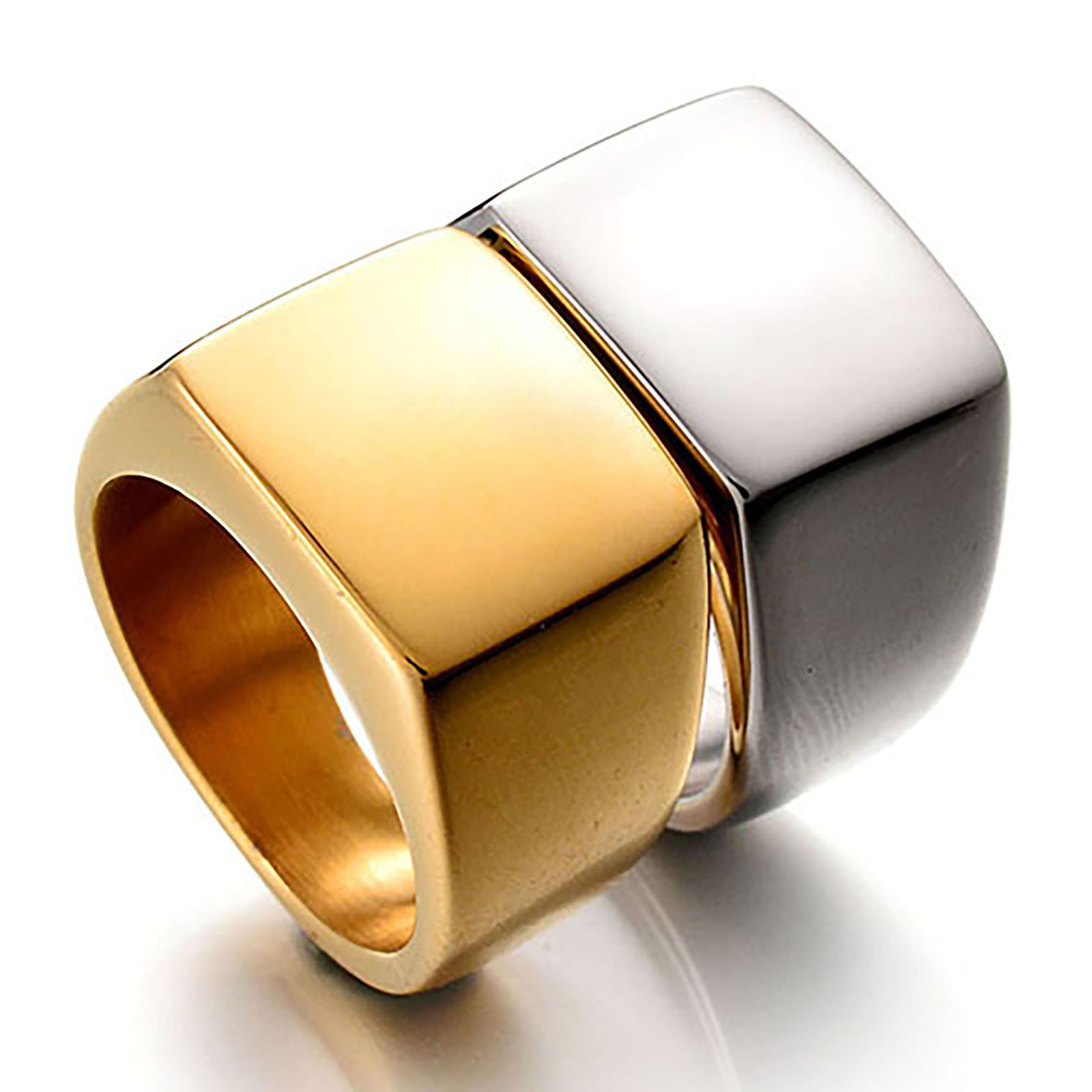 Finger Ring Charming Birthday Gift Men Square Band Ring Stainless Steel | eBay