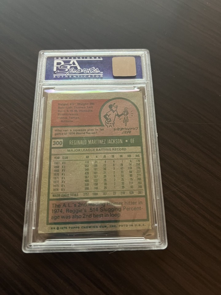 REGGIE JACKSON 1975 TOPPS BASEBALL CARD #300 PSA 6 EXCELLENT TO NEAR ...