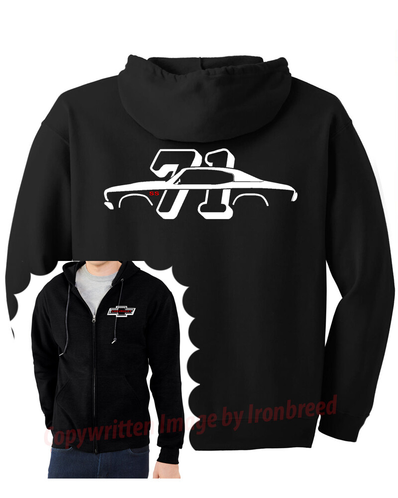 1971 71 CHEVELLE 350 396 402 LS Zip-Up Jacket HOODIE Classic Car t ...