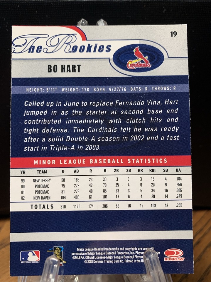 2003 (CARDINALS) Donruss Rookies #19 Bo Hart Rookie | eBay