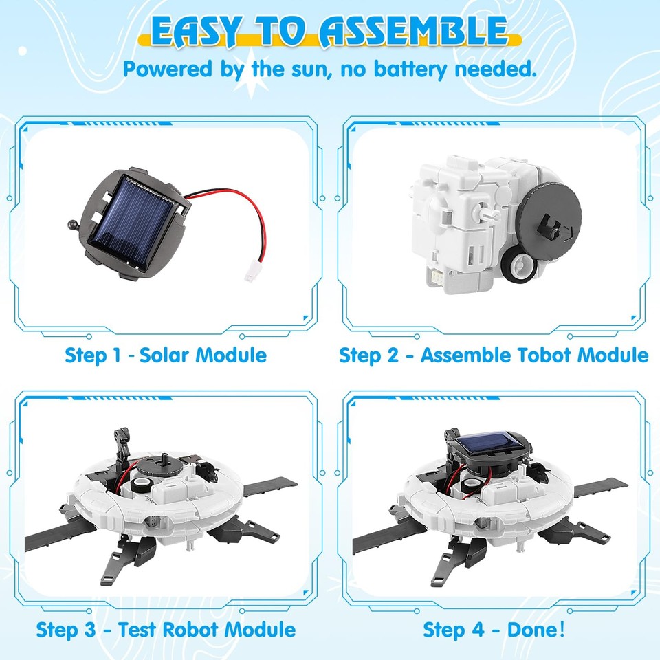 Solar Robot Kit Toy STEM Project for Kids Science, White, Playsheek ...