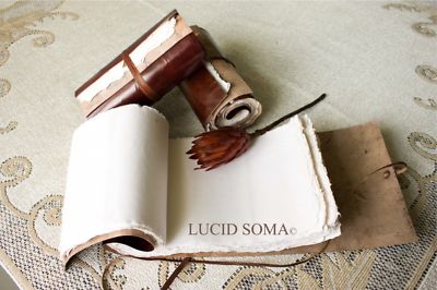 11x 9 Handmade Paper Eco Leather Roll-up Scroll Journal diary - GREEN ...