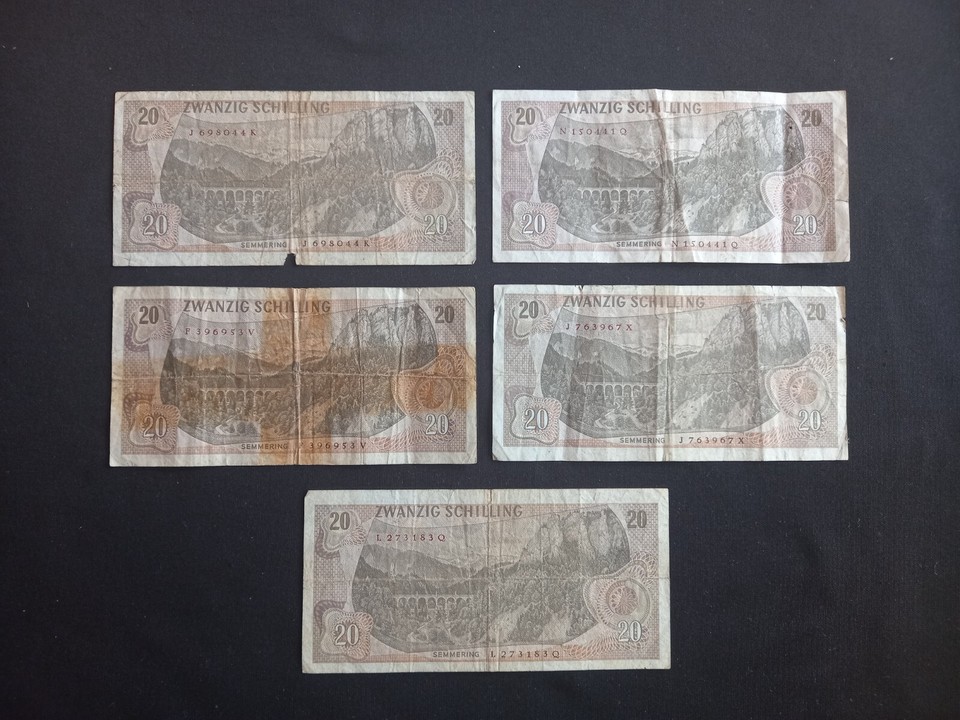 AUSTRIA 5x 20 (1967) SCHILLING Banknotes - Circulated / Damaged | eBay