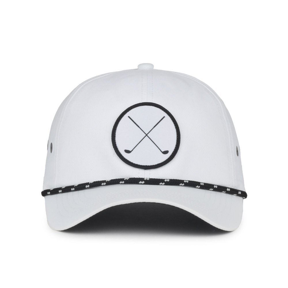 Crossed Golf Clubs Baseball Style White Hat Adult Adjustable Plastic ...