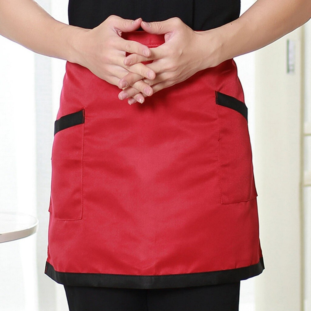 1pc black server apron cooking bib waitress aprons Working Apron Pocket ...