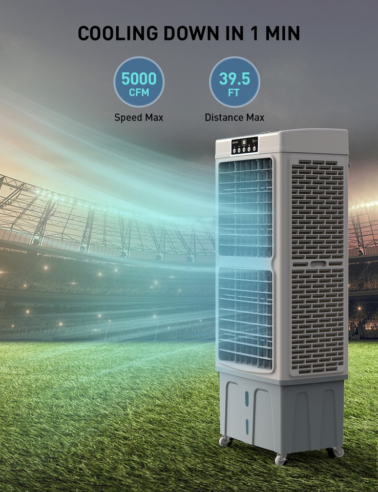 Zelngo 5000 CFM Evaporative Cooler Portable Air Fan 3 Speed 3-in-1 Fan ...