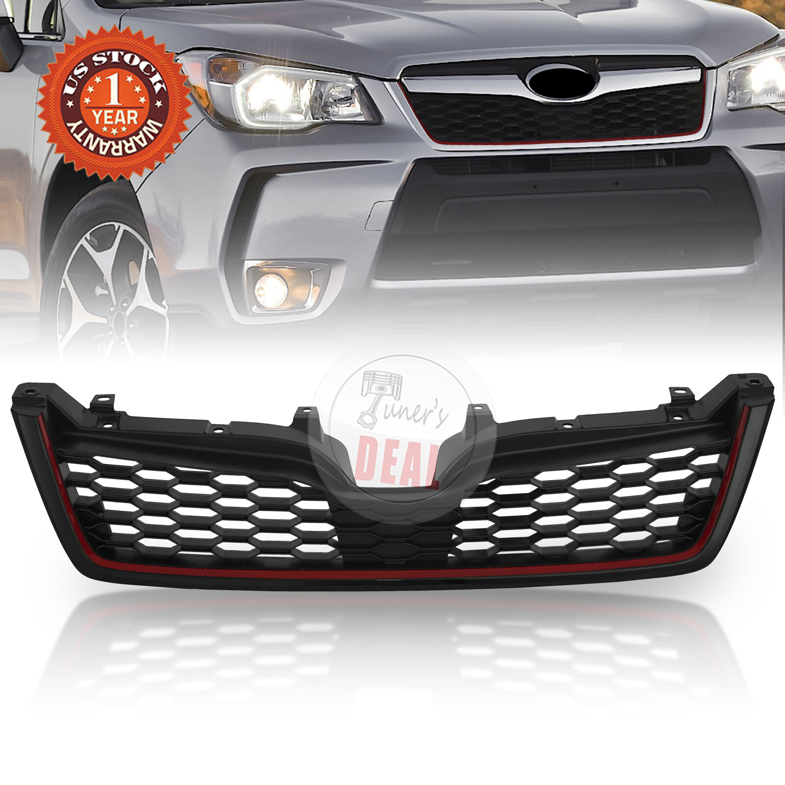 For 2014-2018 Subaru Forester Front Bumper Grille Grill STI-Style w/Red ...