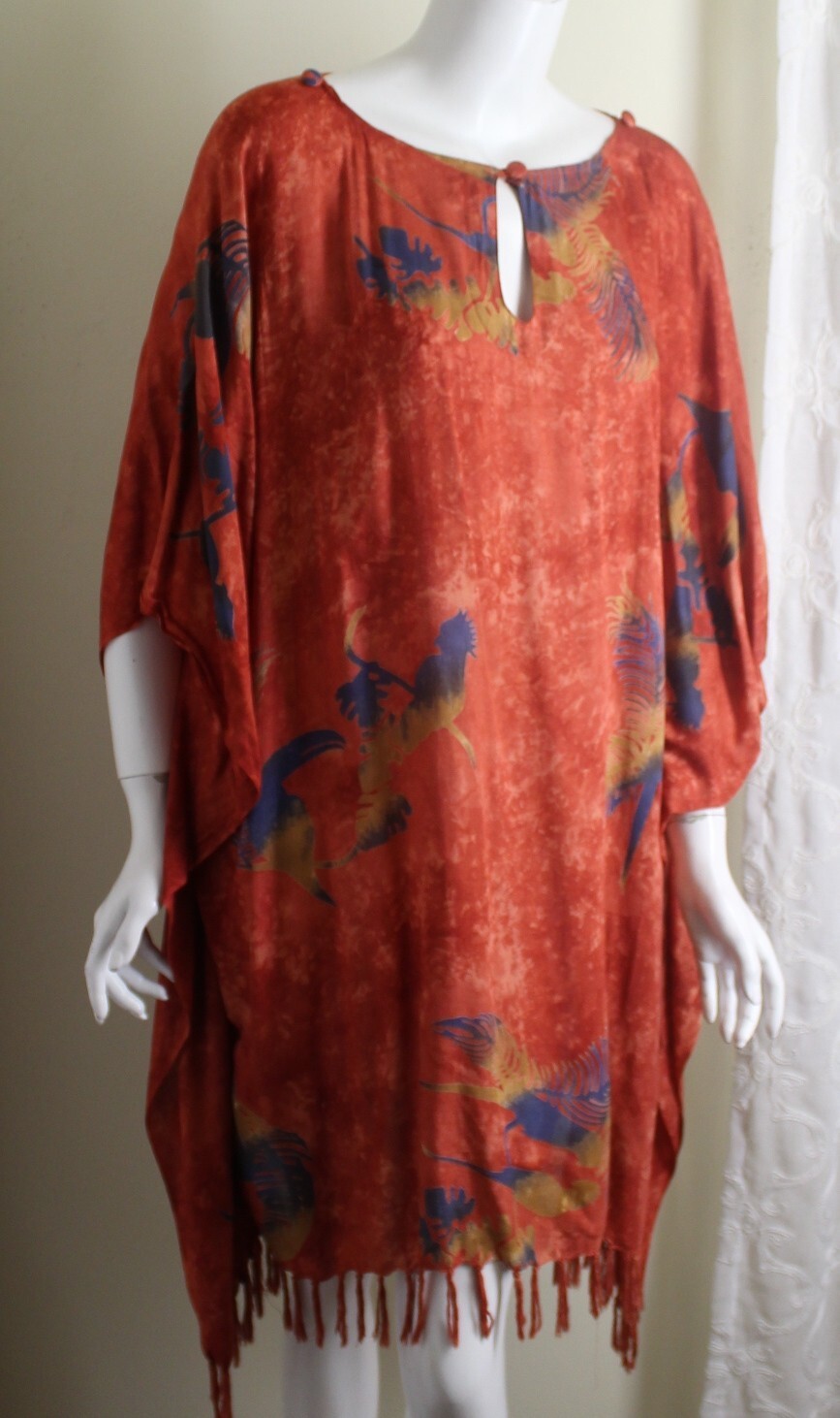 Kosi Bali Art-to-Wear Batik Funky Kaftan Tunic Red So… - Gem