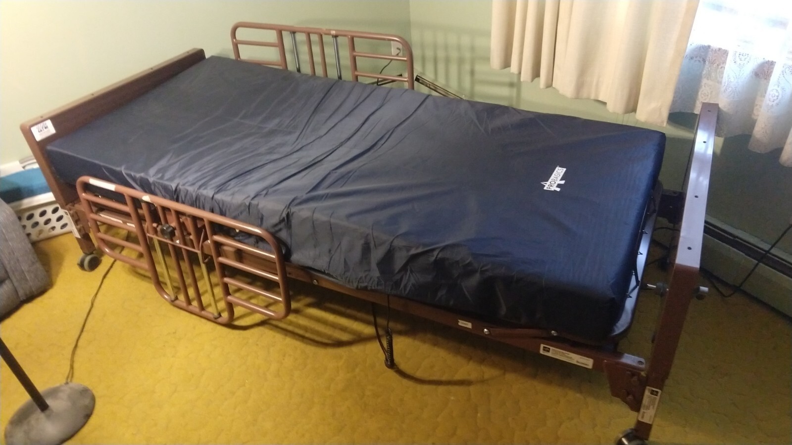 Medline Semi-Electric Basic Homecare Bed with Mattress and Side Rails ...