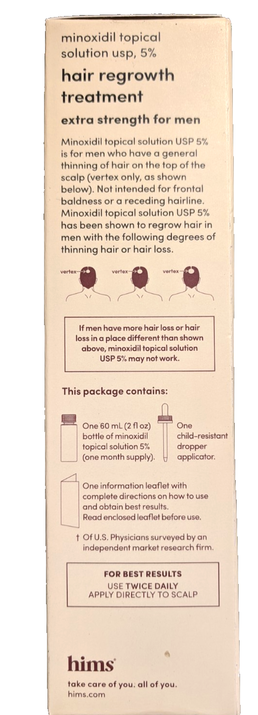 3 PK Hims Topical Hair Regrowth Treatment Extra Strength 5% Minoxidil ...