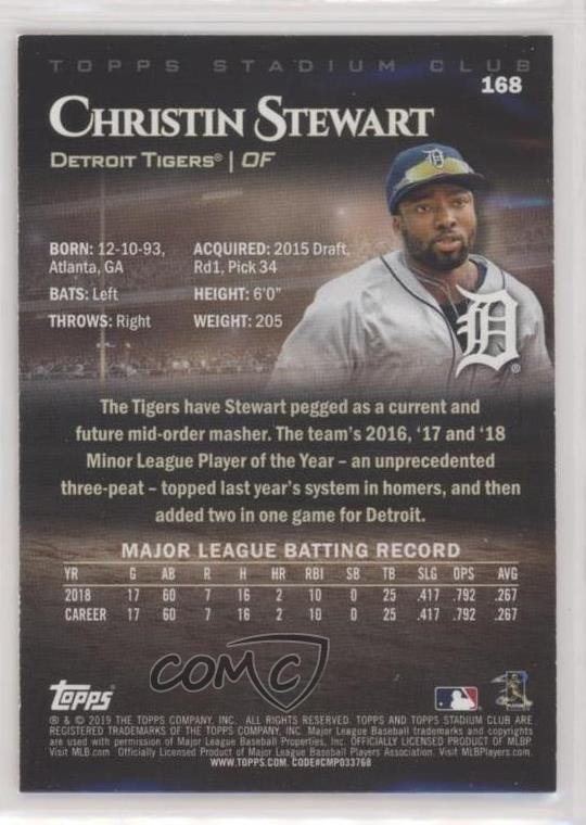 2019 Topps Stadium Club Black Foil Christin Stewart #168 te2 | eBay