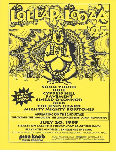 LOLLAPALOOZA 1995 PAVEMENT Sonic Youth DETROIT Concert TAZ ORIGINAL ...