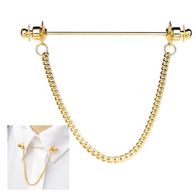 Fashion Collar Bar Pin for Men with Link Chain Formal Cravat Clasps ...