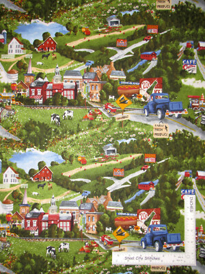 Farm Barn House Truck Country Paradise Cotton Fabric Blank Textiles By ...