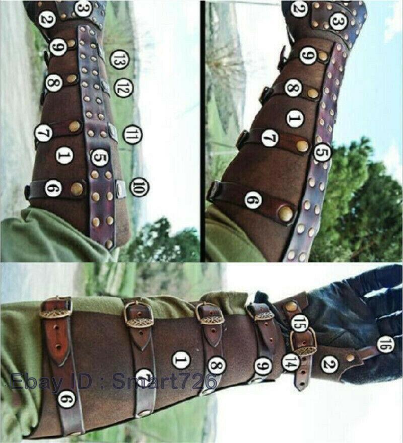 Medieval Warrior PU Leather Rivet Arm Gauntlet Gloves Wrist Wide Cuffs ...