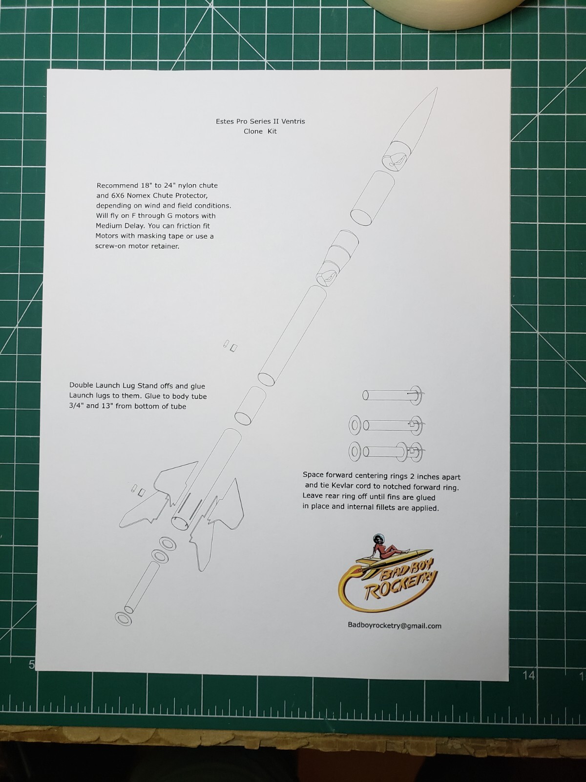 Estes Pro Series II Ventris #9701 Clone Kit using Estes Parts 2.5" dia ...