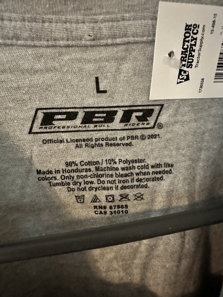Professional Bull Riders T-Shirt Gray with Red Blue Lettering Large NWT ...