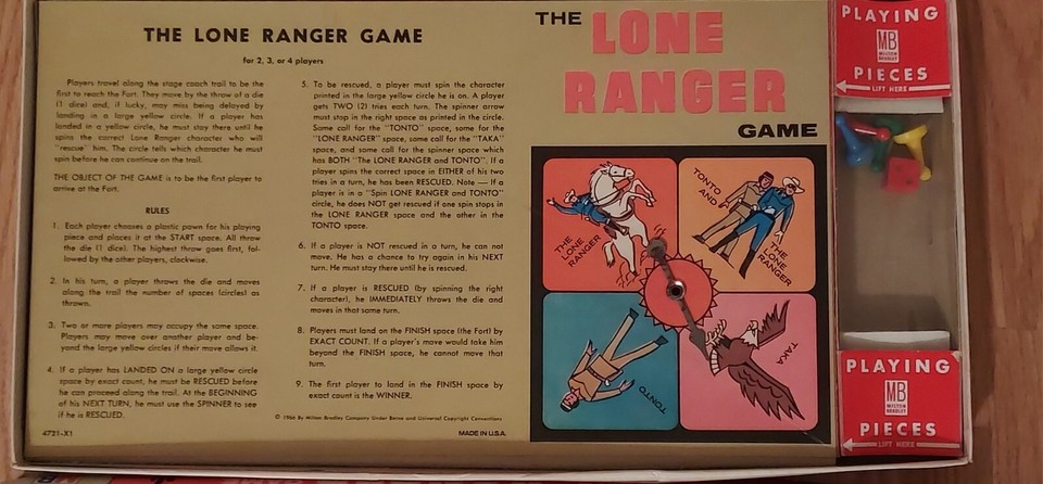Vintage Milton Bradley 1966 release, The LONE RANGER Board Game ...