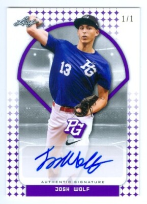 JOSH WOLF "NATIONAL SHOWCASE BLANK BACK AUTOGRAPH /1" LEAF PERFECT GAME ...
