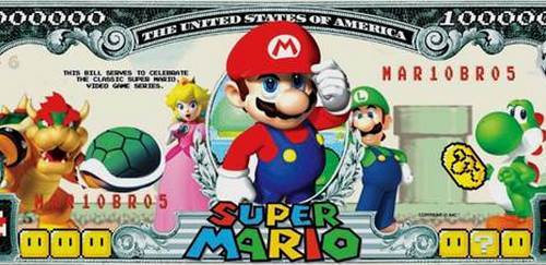 Super Mario Brothers Million Dollar Bill Funny Money Novelty Note ...
