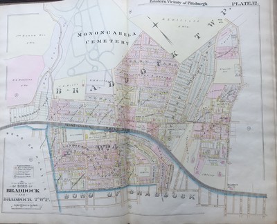 1895 BRADDOCK PITTSBURGH PENNSYLVANIA MONONGAHELA CEMETERY GM HOPKINS ...