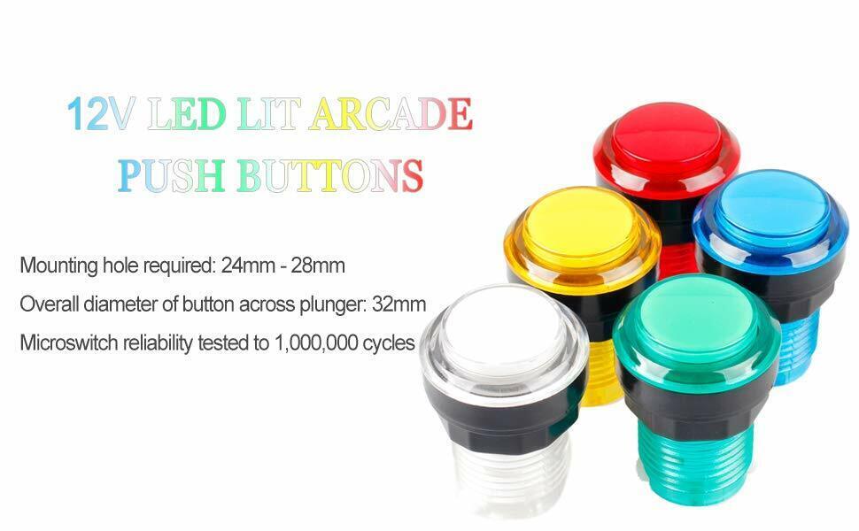 10X New 12V LED lit Arcade Push Buttons MAME Multicade For arcade Jamma ...