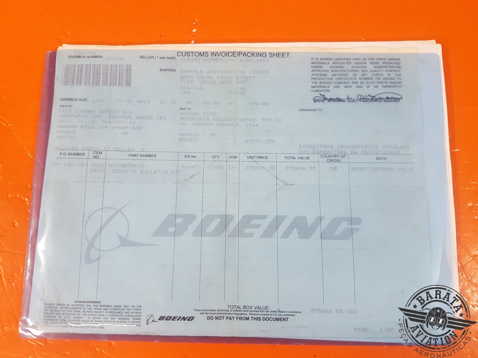 65C38439-7 Boeing 737 Service Bulletin New Surplus | eBay
