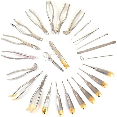 GERMAN 25 PCS ORAL DENTAL SURGERY EXTRACTING ELEVATORS FORCEP ...