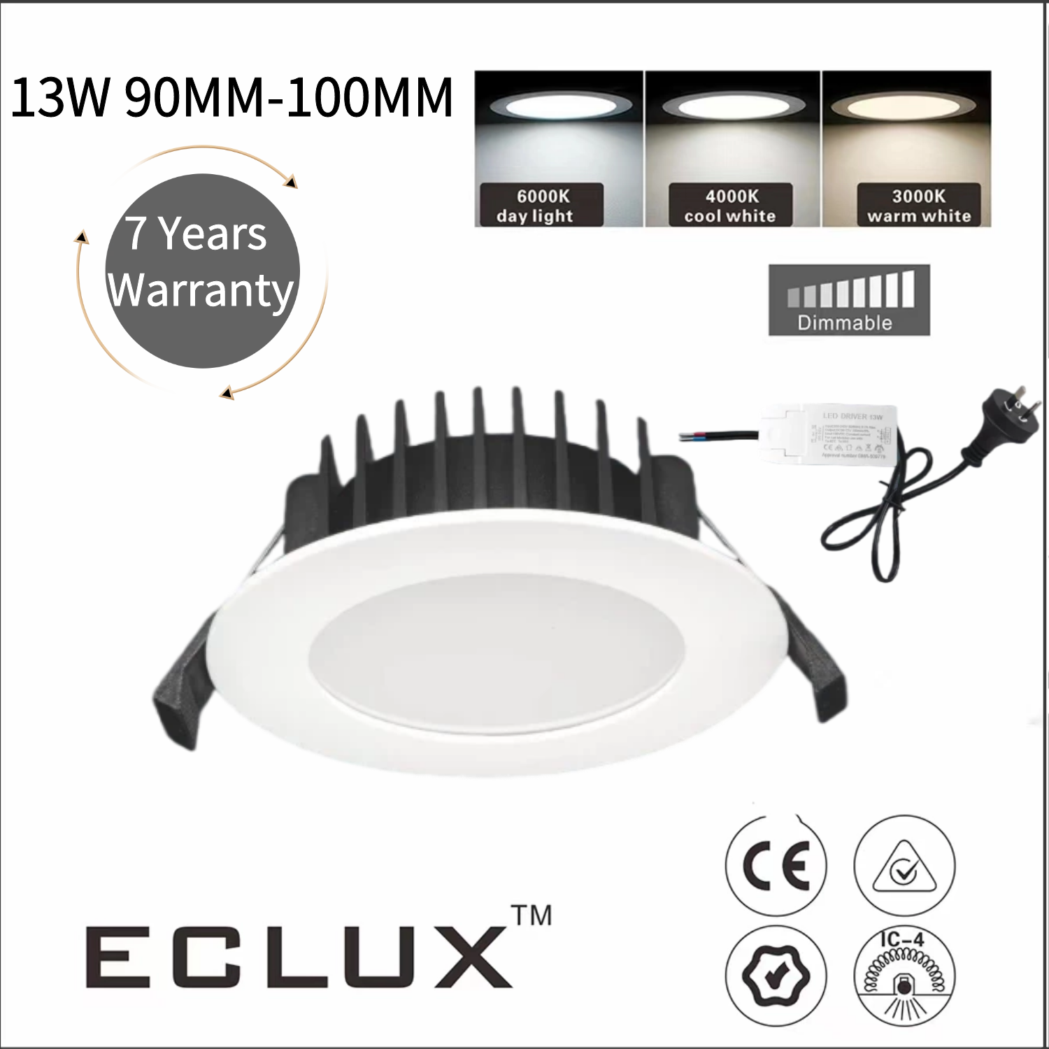 LED Downlights & LED Socket plug base Dimmable Lights 13W 90MM-95MM ...