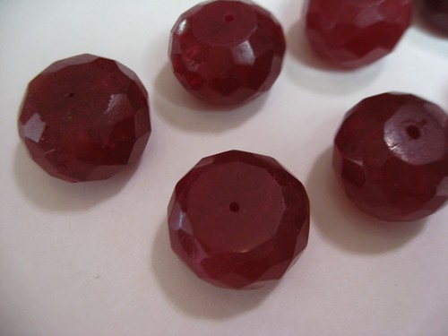 Ruby Dyed Faceted Rondelle Beads 14 x 19mm (Sizes Vary) 7 Loose Beads | eBay