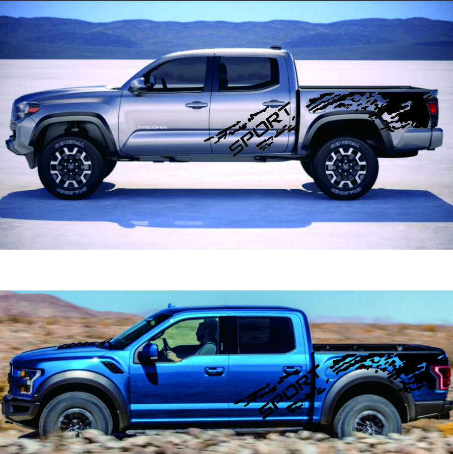 3Pcs Pickup Side Body Decals Stickers Rear Trunk Sticker Universal ...