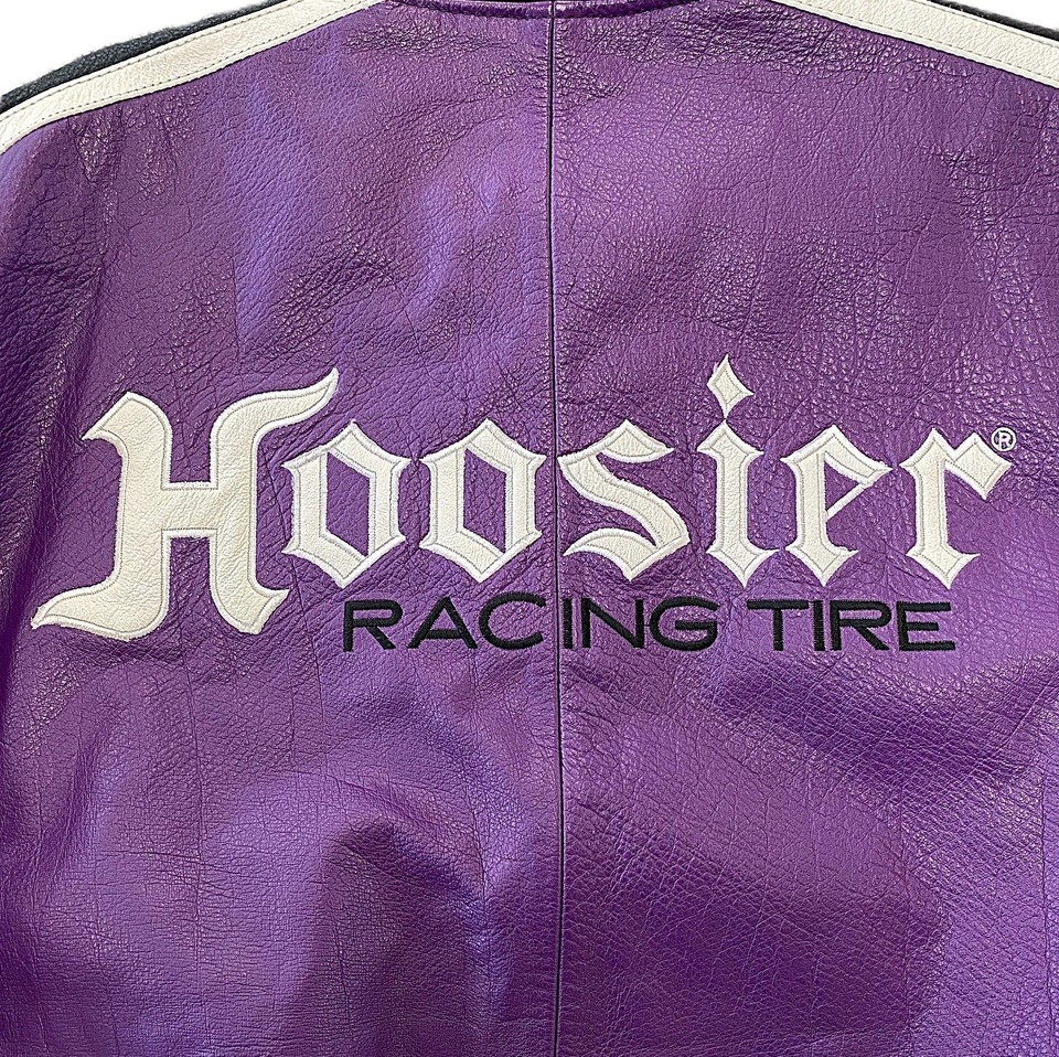 HOOSIER TIRES LEATHER PURPLE RACING JACKET 2002 SCCA FORMULA CHAMP ...