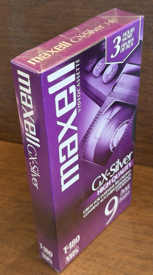 Maxell GX-Silver T-180 3-Hour Blank VHS Video Cassette Up to 9 Hours EP ...