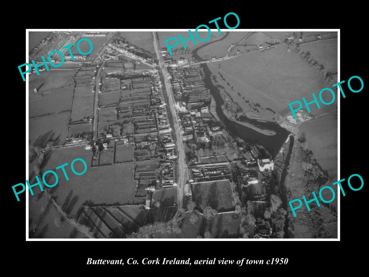OLD LARGE HISTORIC PHOTO BUTTEVANT CORK IRELAND AERIAL VIEW OF TOWN ...