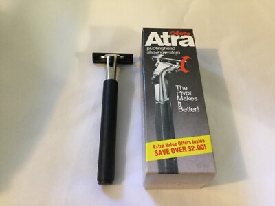 1 Vintage Gillette Atra Black Accent Razor Blade Handle NEW NEVER USED ...